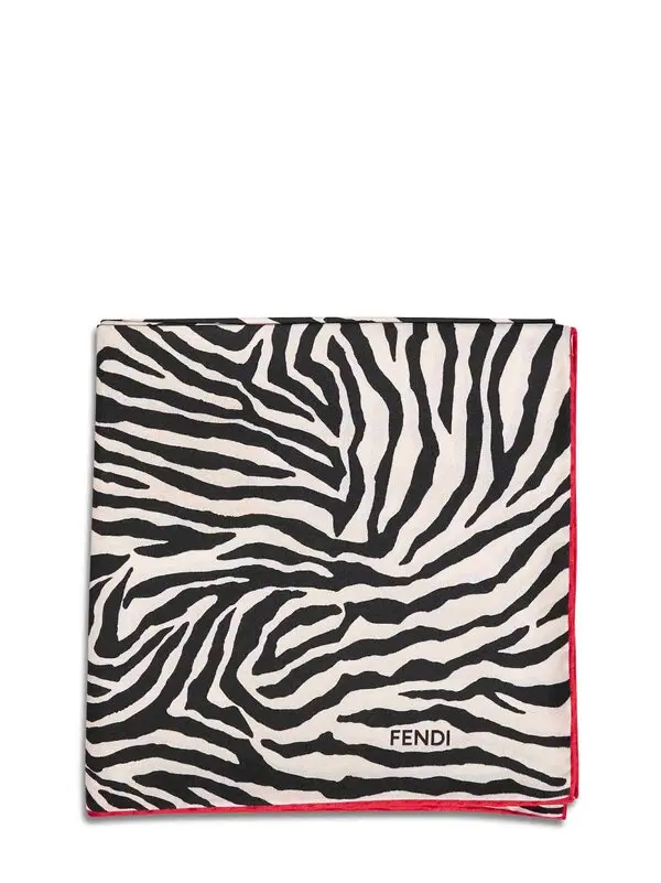 Fendi Silk Silk Scarf With Tiger Animalier Print - Multicolor