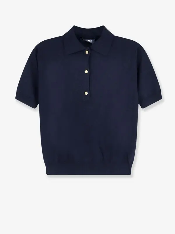 Max Mara Cotton, Silk And Cashmere Polo Shirt - Blue
