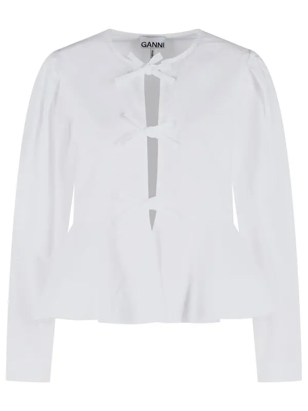 GANNI Cotton Blouse - White