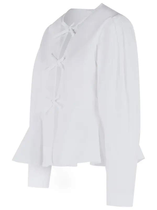 GANNI Cotton Blouse - White
