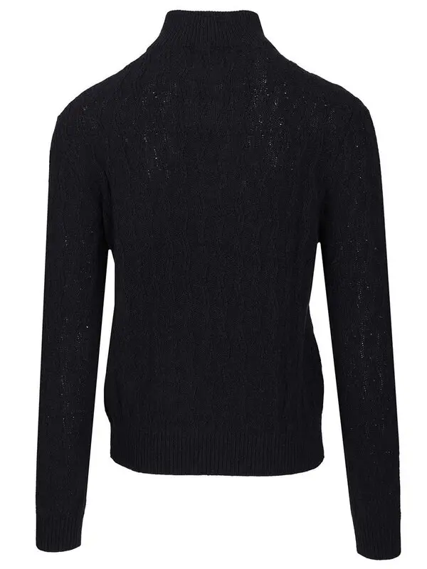 Etro Cashmere Quarter Zip Turtleneck Sweater - Blue