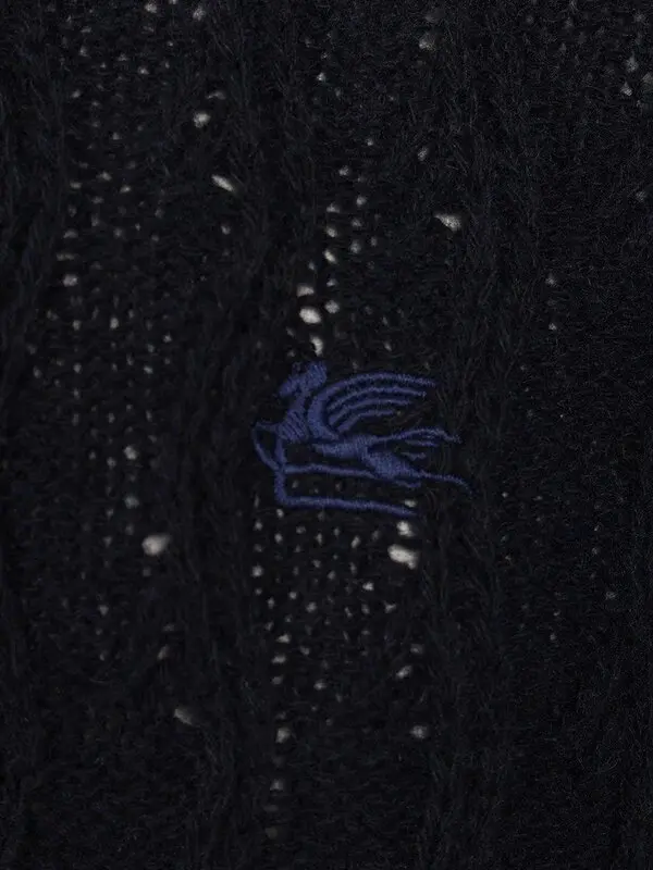 Etro Cashmere Quarter Zip Turtleneck Sweater - Blue