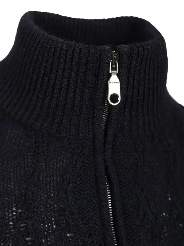 Etro Cashmere Quarter Zip Turtleneck Sweater - Blue