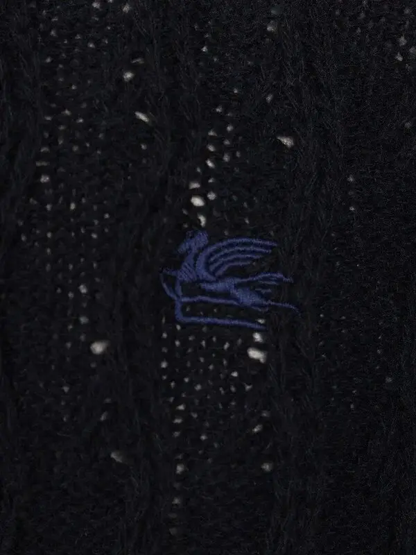 Etro Cashmere Quarter Zip Turtleneck Sweater - Blue