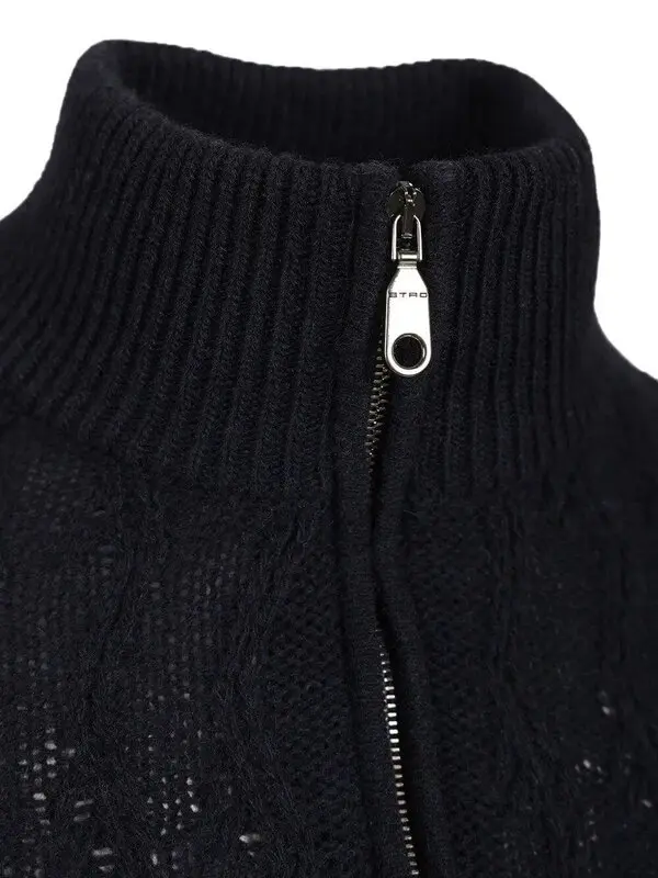 Etro Cashmere Quarter Zip Turtleneck Sweater - Blue
