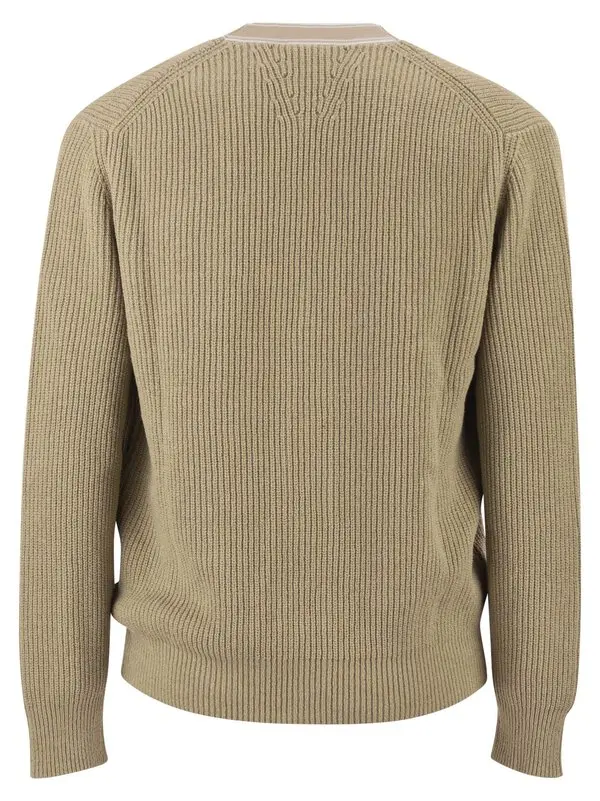 BOSS Ribbed Cotton Cardigan With Contrast Buttons