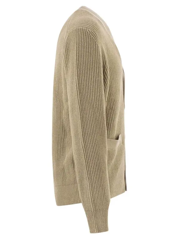 BOSS Ribbed Cotton Cardigan With Contrast Buttons