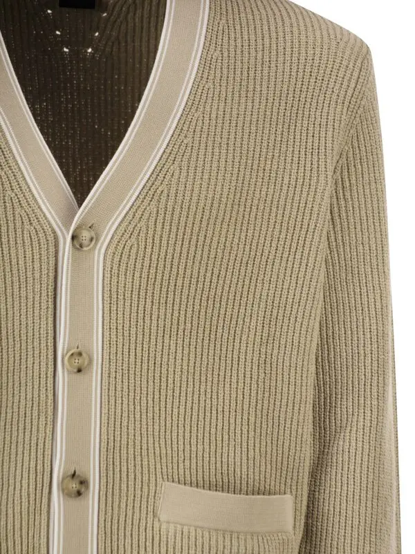 BOSS Ribbed Cotton Cardigan