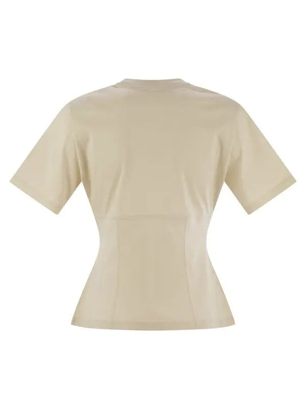 Moncler Cotton T-shirt With Handmade Beads - Cream