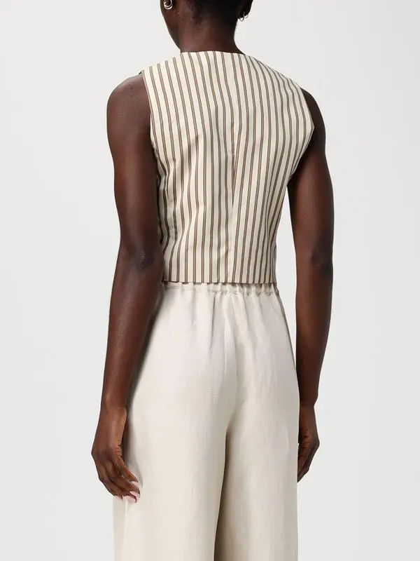 Max Mara Striped Cotton And Silk Tailored Vest - Cream