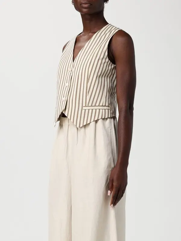 Max Mara Striped Cotton And Silk Tailored Vest - Cream