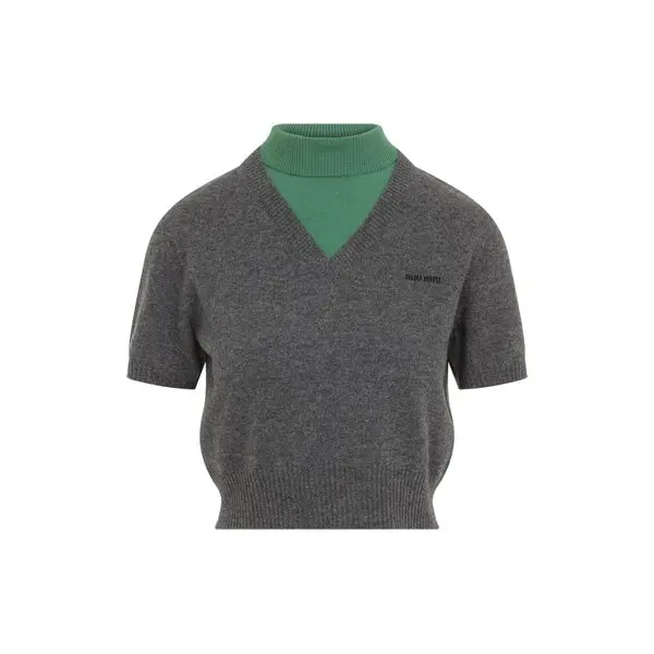 Miu Miu Layered Knit Sweater - Gray