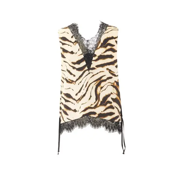 GANNI Printed Satin Top