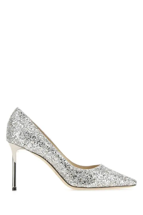 JIMMY CHOO Embellished Leather Pumps - Silver