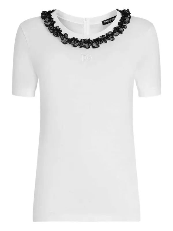 Dolce & Gabbana Ruffled Lace-trim T-shirt