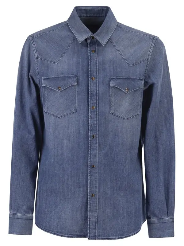 Peserico Lightweight Cotton Denim Shirt With Patch Pockets