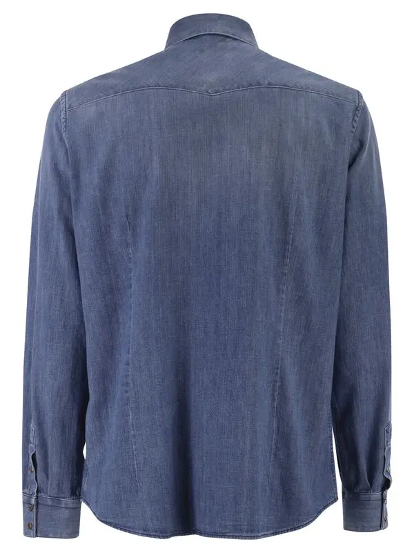 Peserico Lightweight Cotton Denim Shirt With Patch Pockets