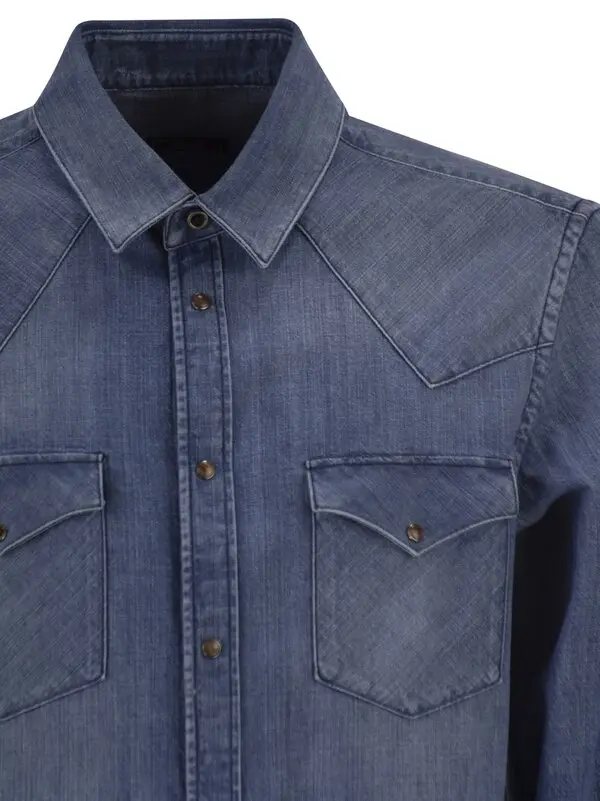 Peserico Lightweight Cotton Denim Shirt With Patch Pockets