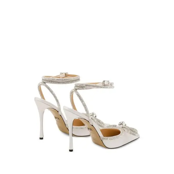 Mach & Mach Pointed Toe Pumps With Bow Detail - White