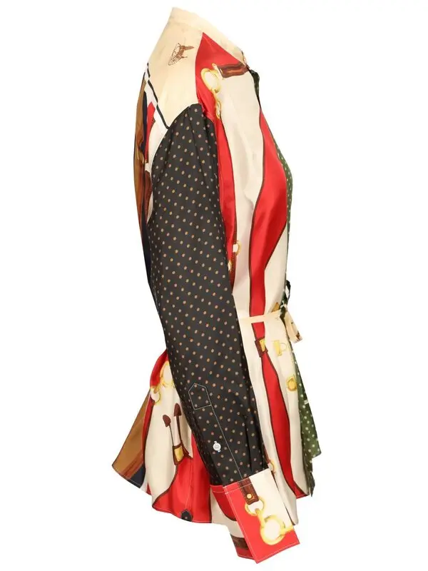 Celine Loose-fitting Shirt In Printed Silk Twill