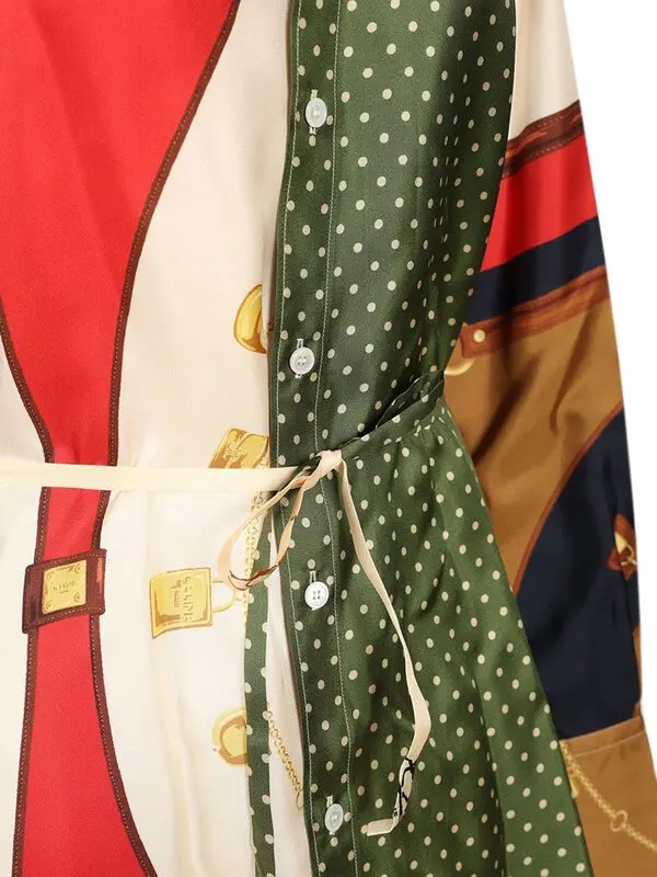Celine Loose-fitting Shirt In Printed Silk Twill