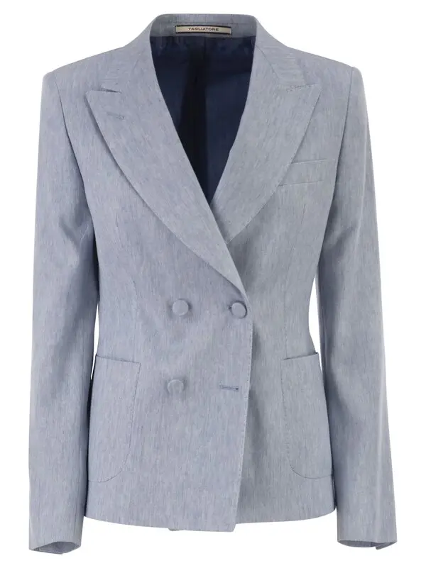 Tagliatore Linen Blend Blazer - Blue