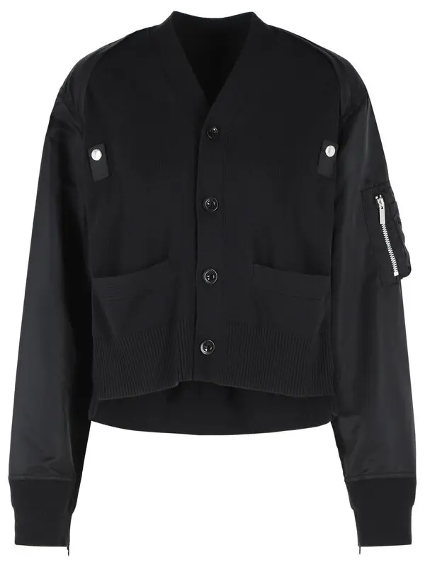 Sacai Cotton Blend Cardigan - Black