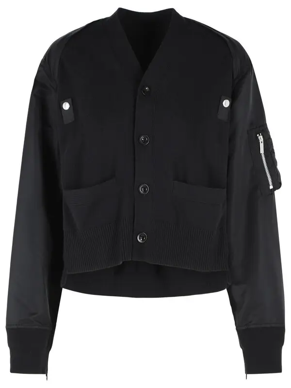 Sacai Cotton Blend Cardigan - Black