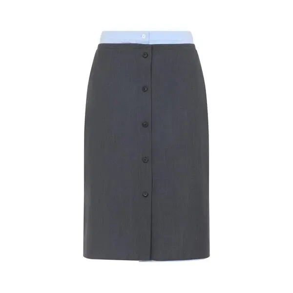 Prada Wool Midi Skirt - Blue