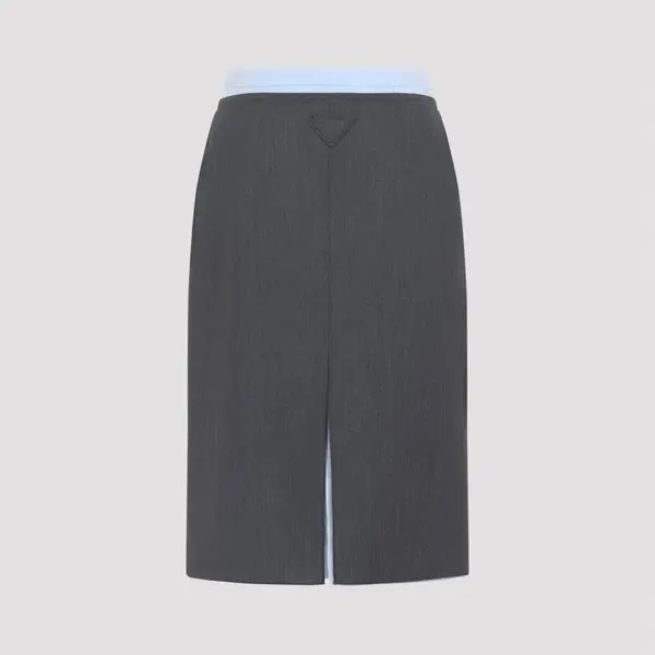 Prada Wool Midi Skirt - Blue