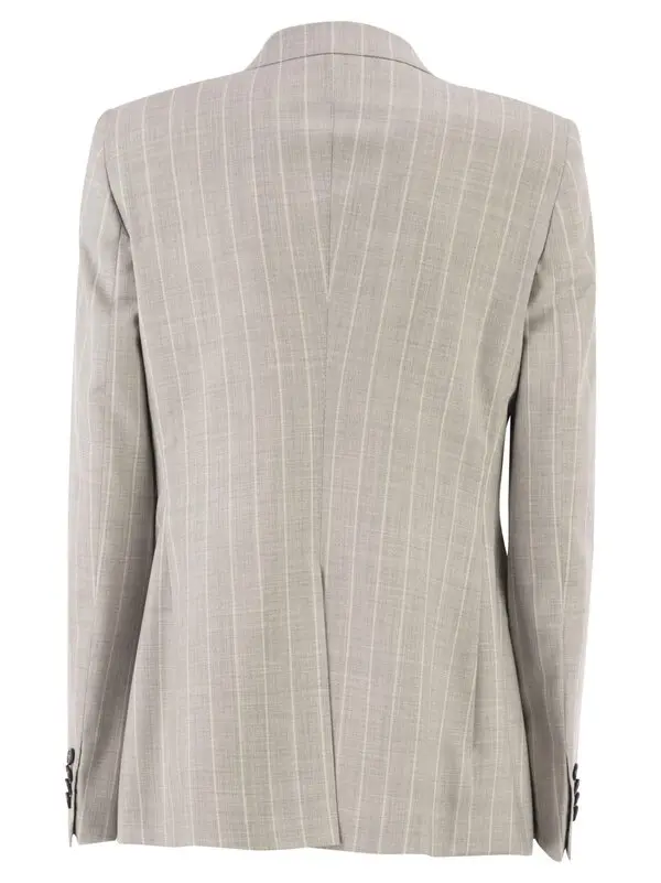 Tagliatore Double-breasted Pinstripe Blazer - Cream