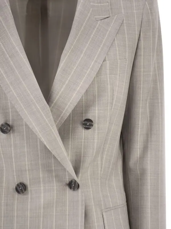 Tagliatore Double-breasted Pinstripe Blazer - Cream