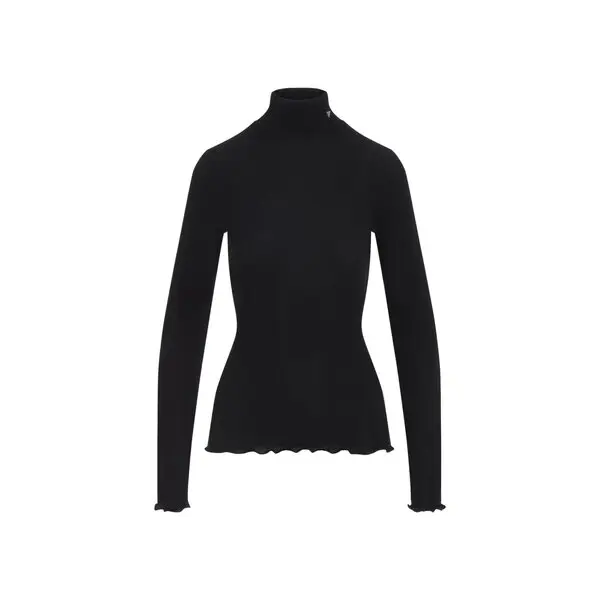 Prada Ribbed Knit Turtleneck Top - Black