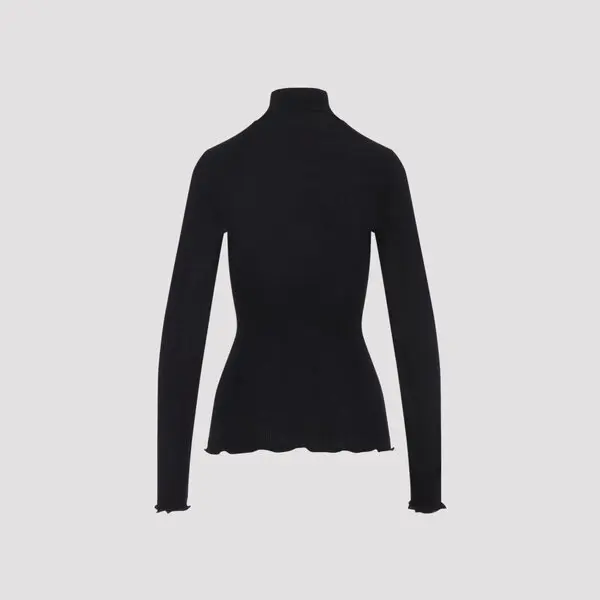 Prada Ribbed Knit Turtleneck Top - Black