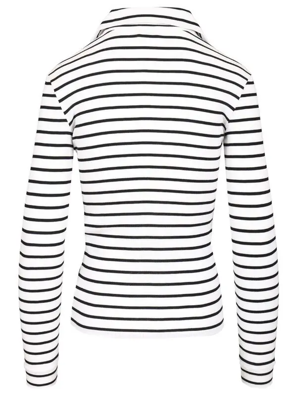Celine Striped Silk Jersey Polo Shirt