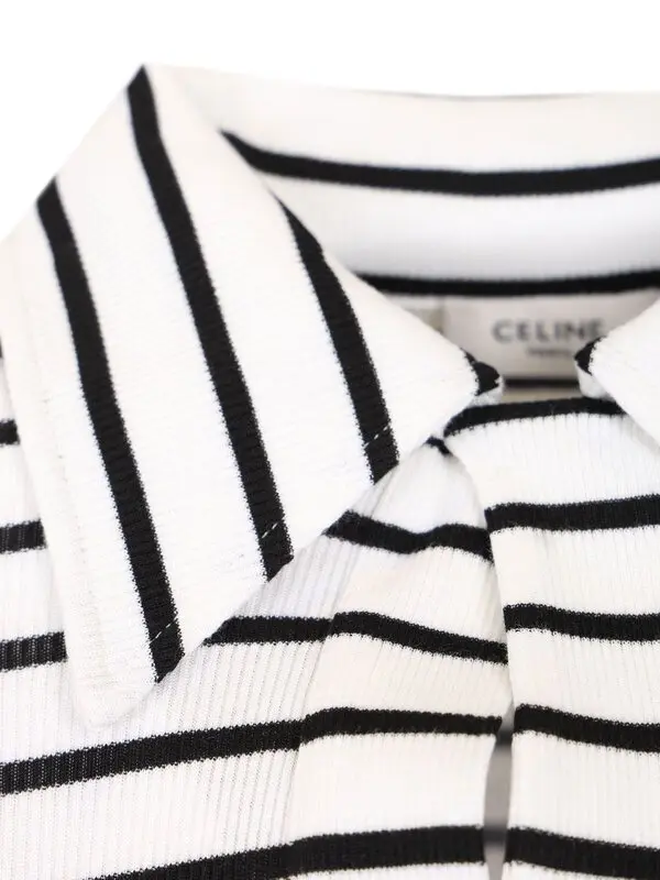 Celine Striped Silk Jersey Polo Shirt