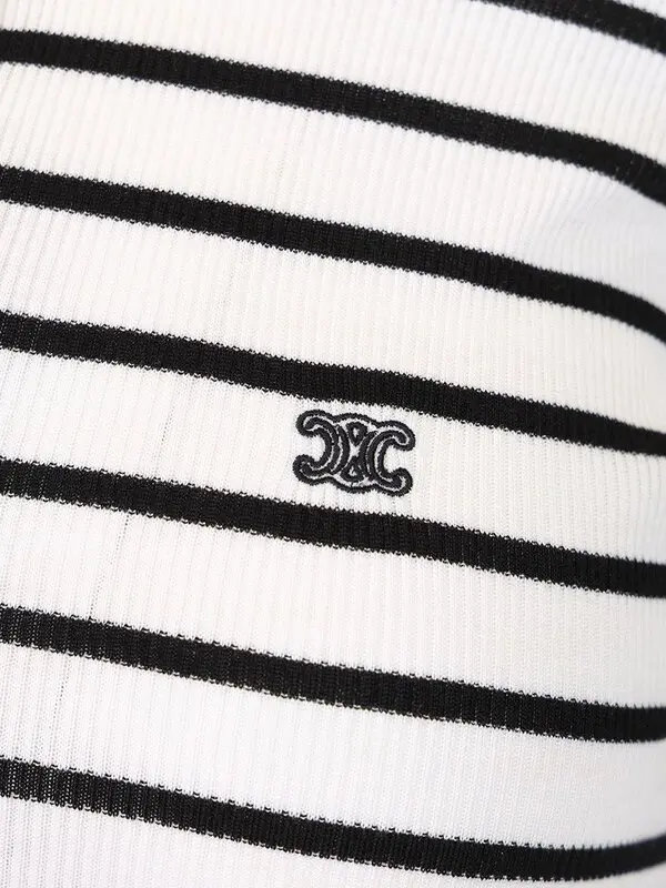 Celine Striped Silk Jersey Polo Shirt