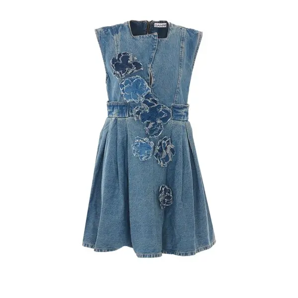GANNI Flower Denim Dress
