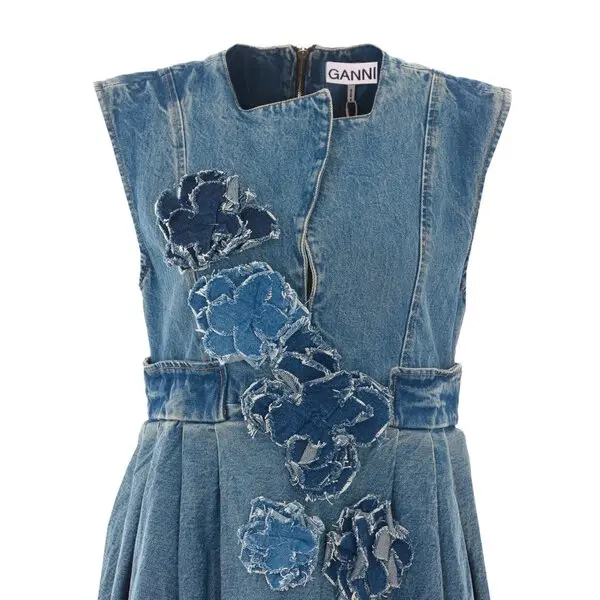 GANNI Flower Denim Dress