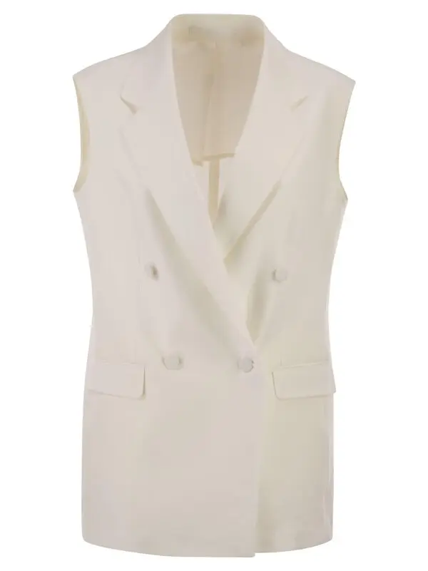Tagliatore Double-breasted Linen Waistcoat - White