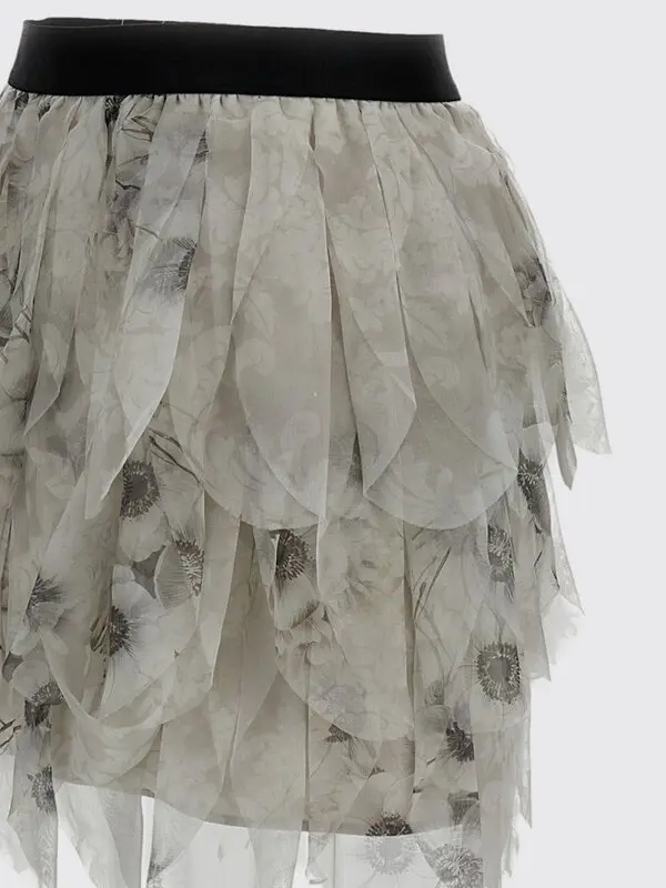 Max Mara Floral Print Silk Mini Skirt - Gray