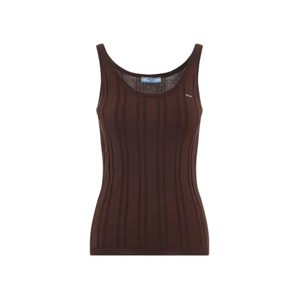 Prada Ribbed Knit Tank Top - Brown