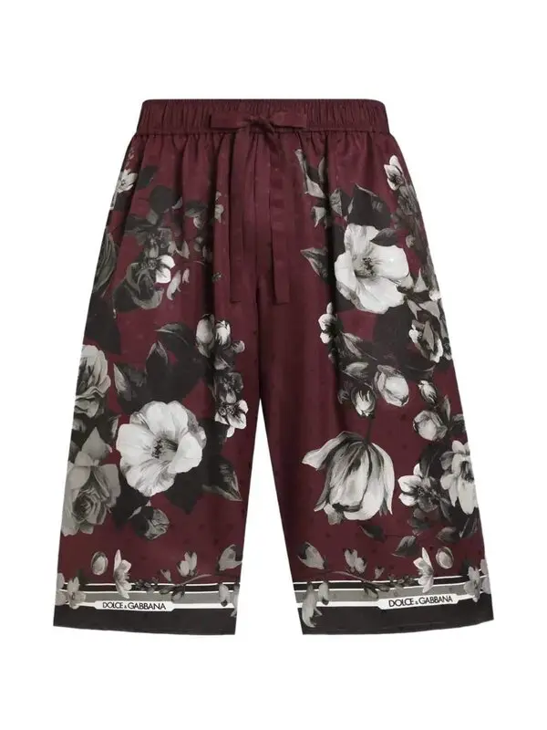 Dolce & Gabbana Vanity Twill Trousers With Peony Foliage Print - Multicolor