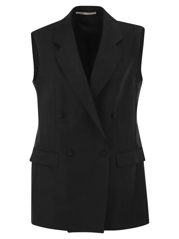 Tagliatore Double-breasted Linen Waistcoat - Black