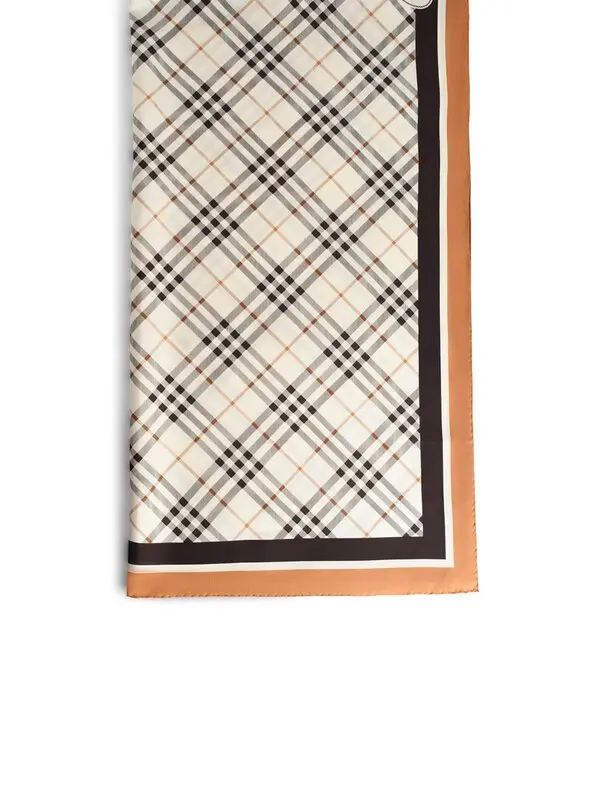 Burberry Check Silk Scarf With 'knight Stamppebble - White