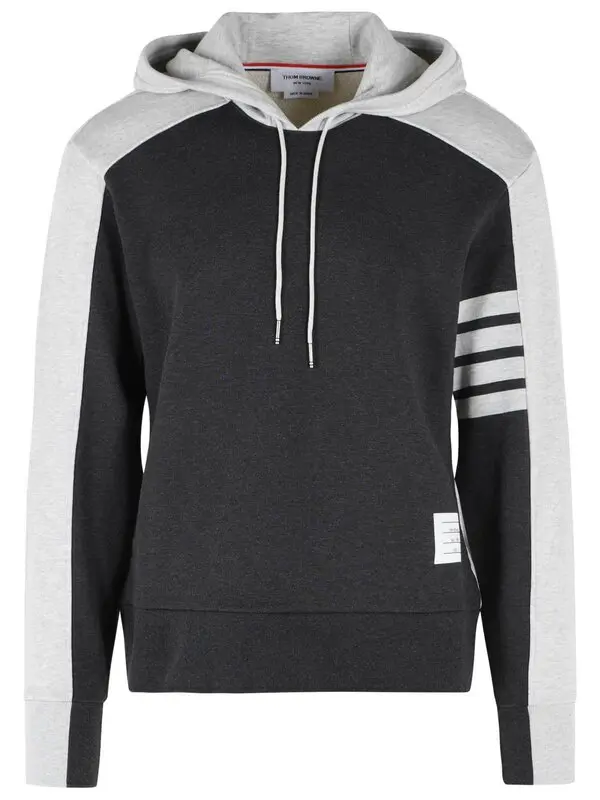 Thom Browne Colorblock 4-bar Cotton Sweatshirt - Gray