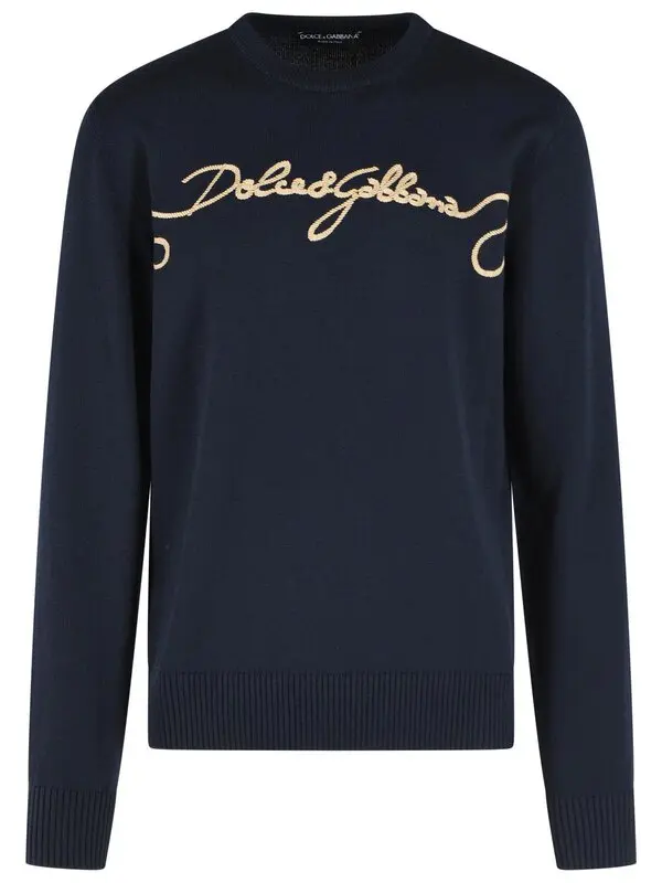 Dolce & Gabbana Navy Virgin Wool Sweater
