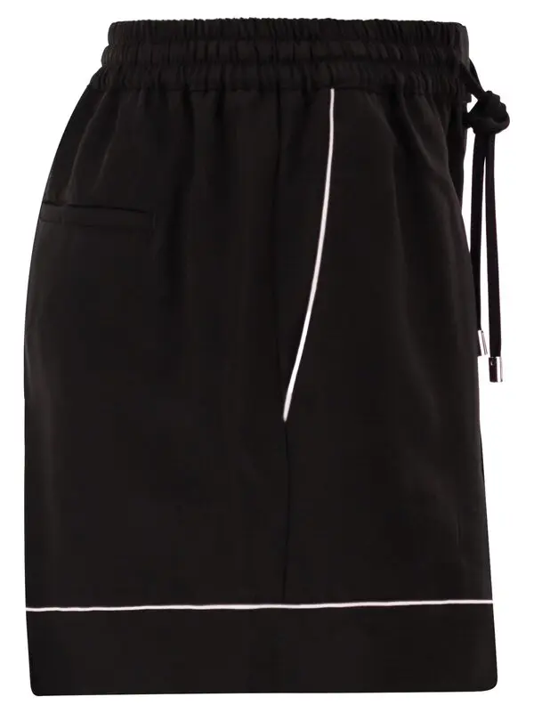 Sportmax Spxcrespo Viscose Drawstring Shorts With Contrast Detailing