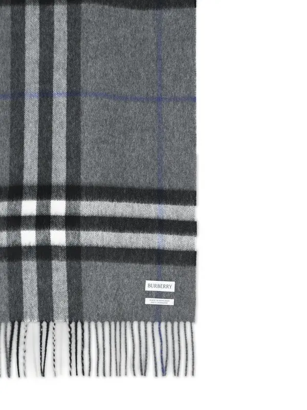 Burberry Mu Giant Check' Grey Cashmere Scarf