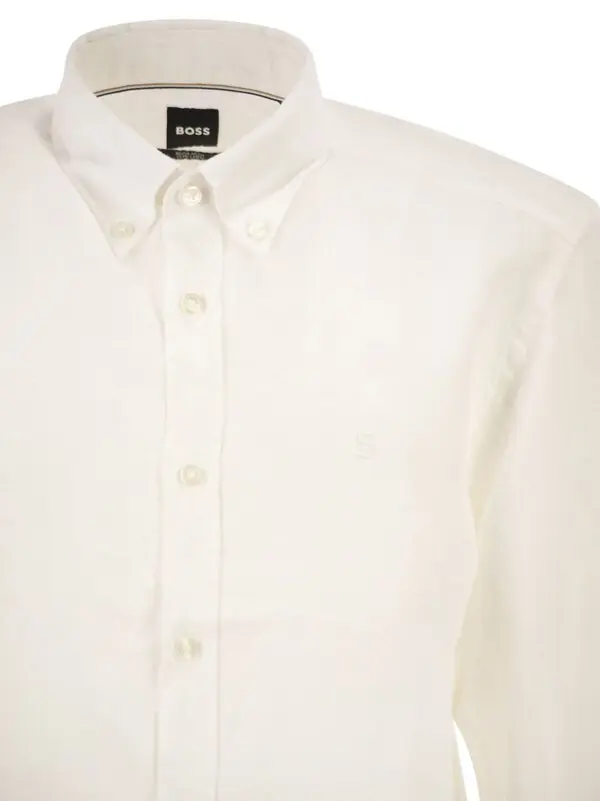 BOSS Pure Linen Regular Fit Shirt With Button-down Collar